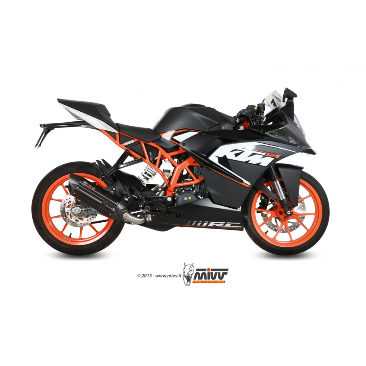MIVV-KOMPLETTANLAGE 1x1 SUONO - Edelstahl Schwarz für KTM - RC 125 BJ.